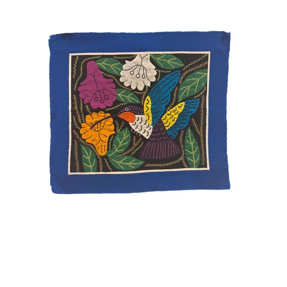 Handmade | Other | Handstitched Mola Textile Art W Hummingbird Flowers ...